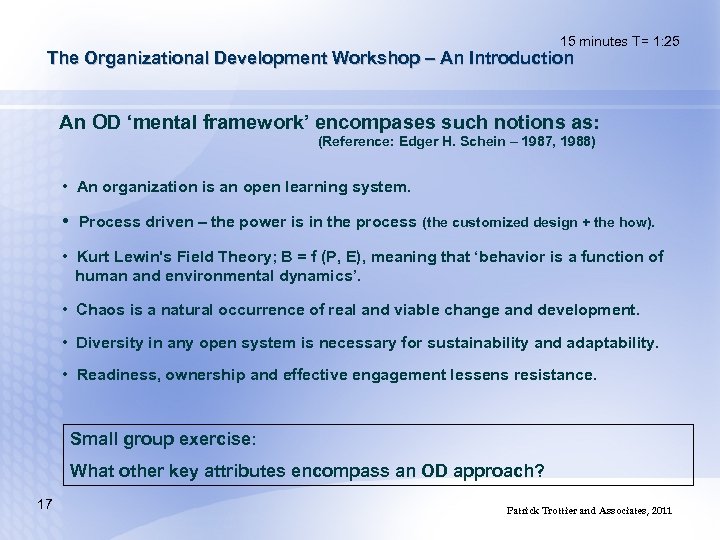 The Organizational Development Workshop An Introduction The OD