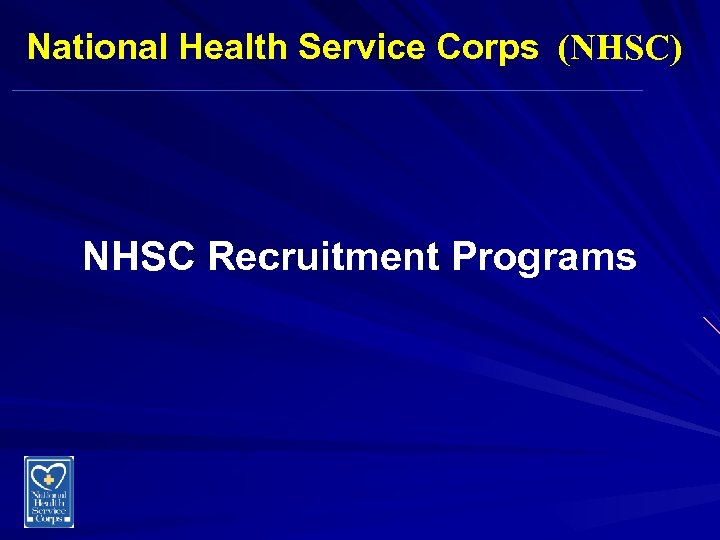 National Health Service Corps Dedication Caring Commitment A