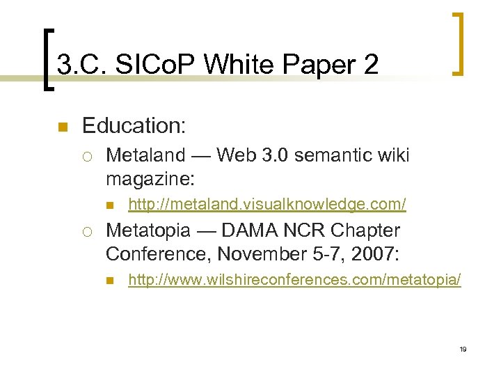 SICo P Special Briefing Federal Semantic Interoperability Community