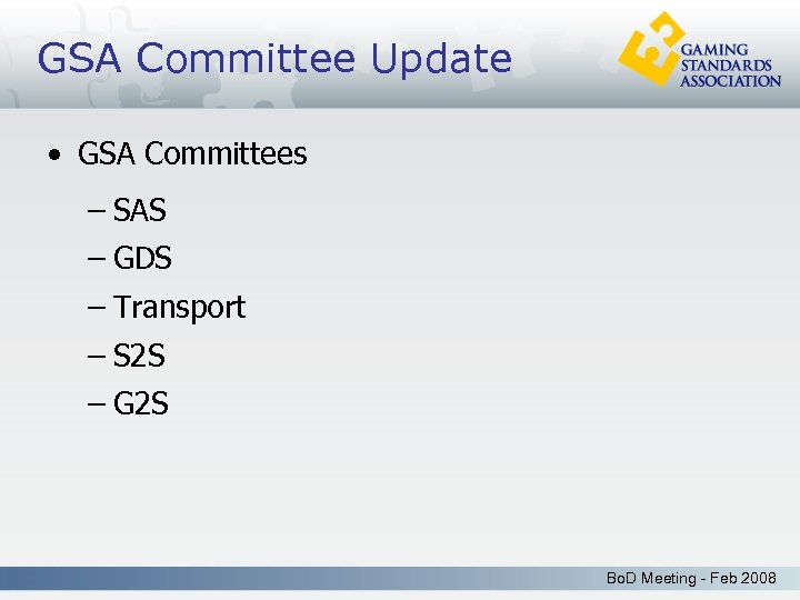 GSA Committee Technical Update For Engineers Bo D