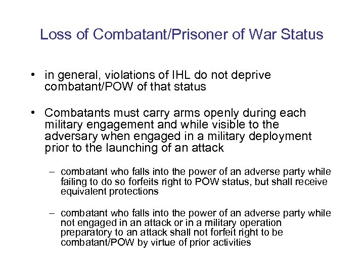 Part 1 Protection of POWs and civilians