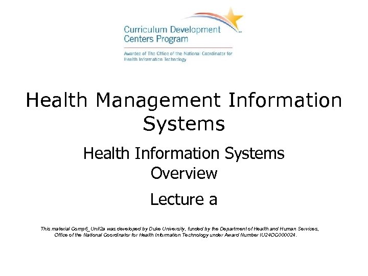 Health Management Information Systems Health Information Systems Overview
