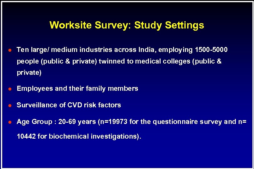 INTRODUCTION TO THE INDIAN WORKSITE WELLNESS PROGRAM Based