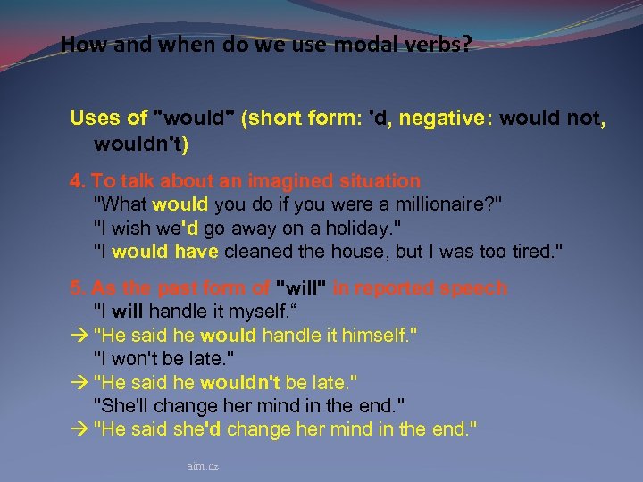 Modal verbs aim uz MODAL VERBS Modals