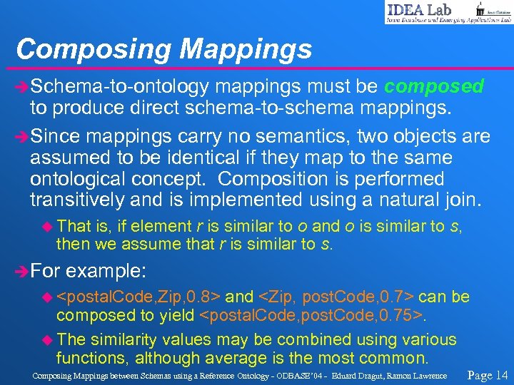 Composing Mappings between Schemas using a Reference Ontology