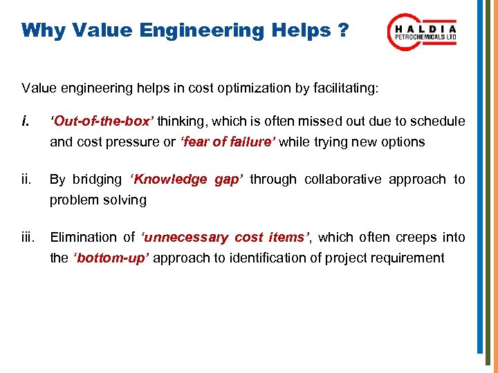 Value Engineering in Project A HPL Perspective Rabin