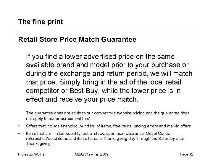 MBA 201 a The Bertrand Trap Recap