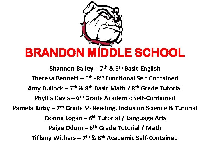 BRANDON MIDDLE SCHOOL Shannon Bailey 7 th