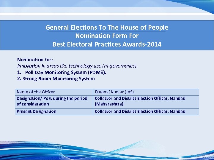 General Elections To The House of People Nomination