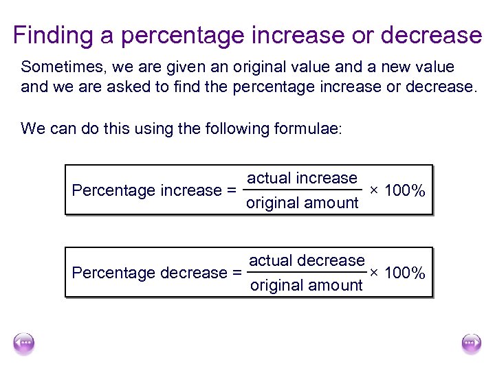 Mathematics Percentages One number as a percentage