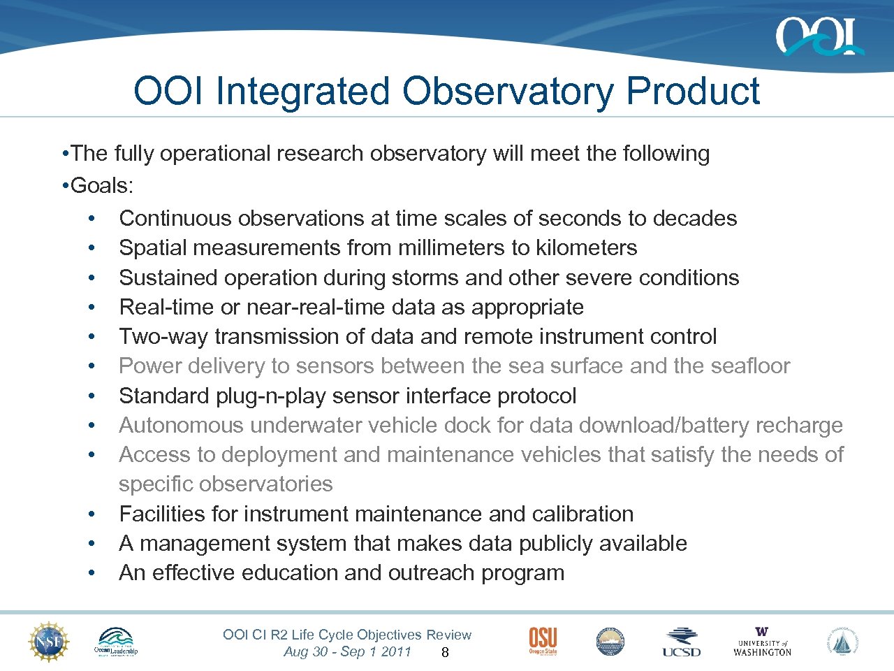 Ocean Observatories Initiative OOI CI Overview and Status