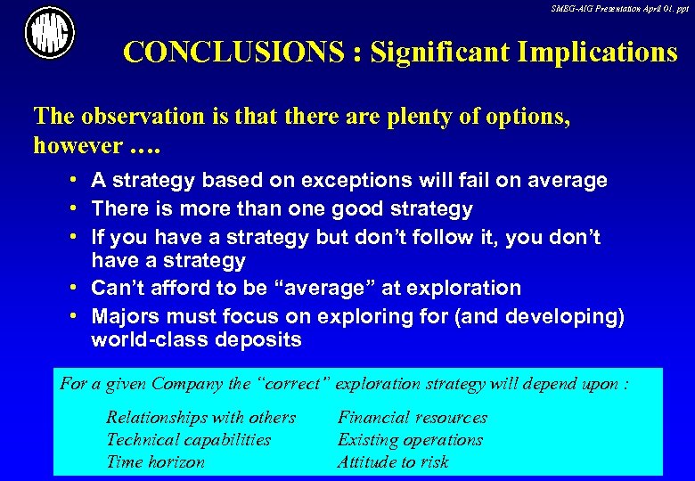 SMEG-AIG Presentation April 01 ppt EXPLORATION STRATEGIES