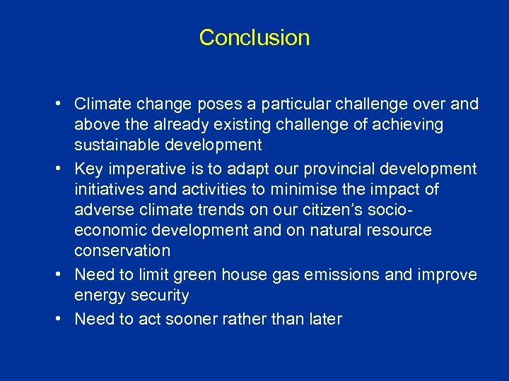 Climate Change in the context of Sustainable Development