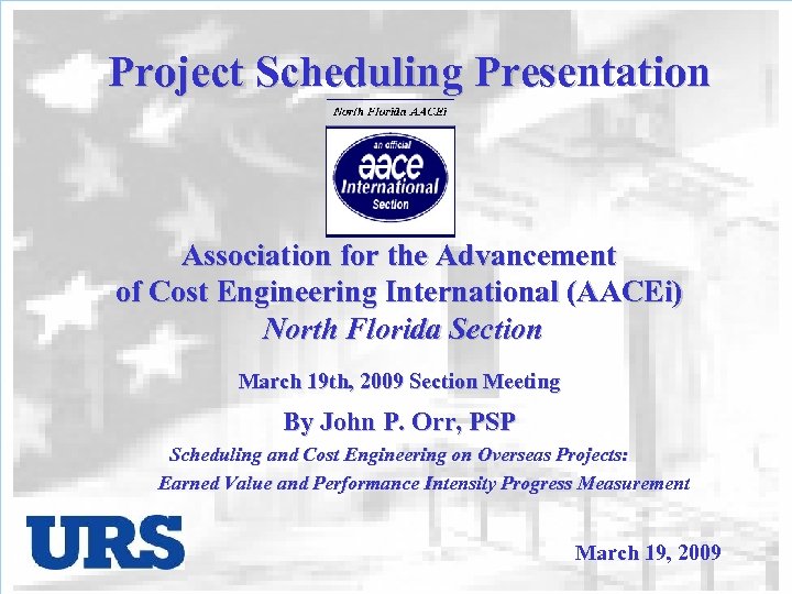 Project Scheduling Presentation Association for the Advancement of
