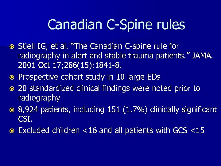 Clearing the cervical spine Jules Blackham Speciality Registrar