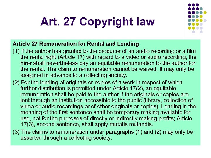 Public lending right in Germany EBLIDA-EGIL Helsinki 19