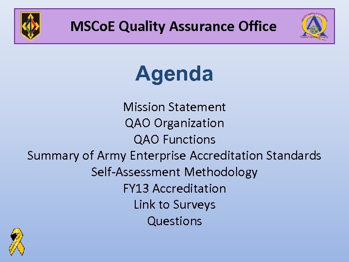 MSCo E Quality Assurance Office MSCo E QAO