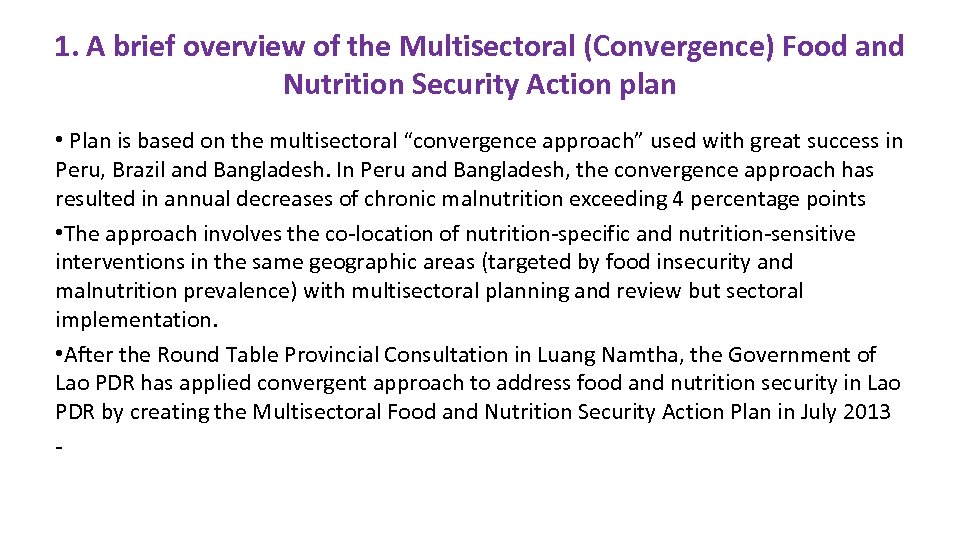 Update on the implementation of the Multisectoral Convergence