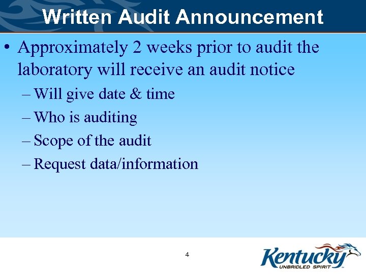 Understanding the Audit Process Presentation to KWWOA Department