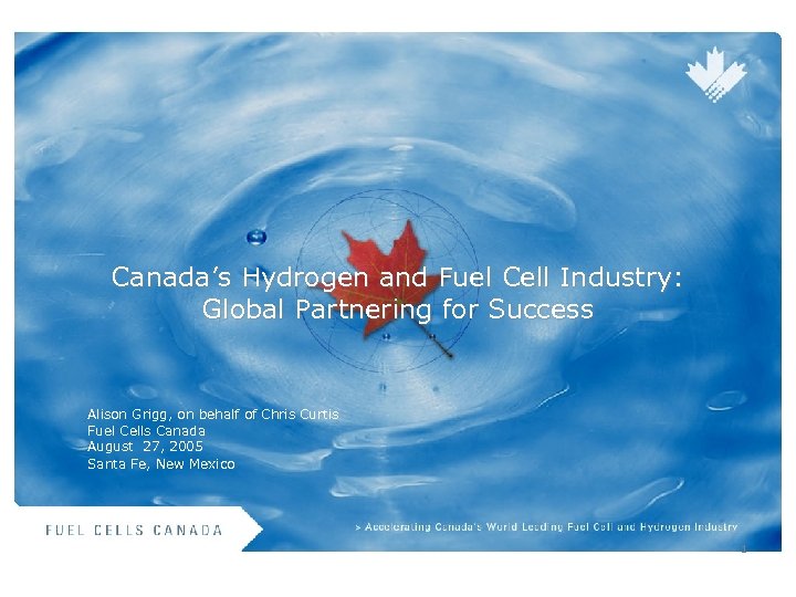 Canada s Hydrogen and Fuel Cell Industry Global Partnering