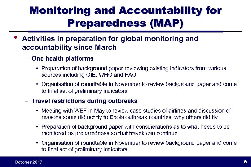Monitoring and Accountability for Preparedness MAP FIRST DRAFT