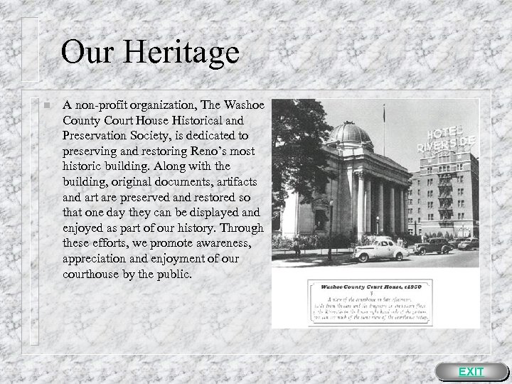 The Washoe County Courthouse Presented by the Second