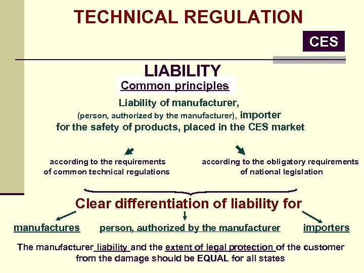 CREATION OF THE MODEL OF TECHNICAL REGUALTION