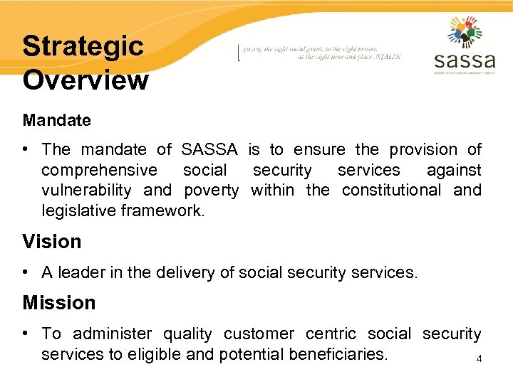 Presentation on SASSA s Strategic Plan for the fiscal