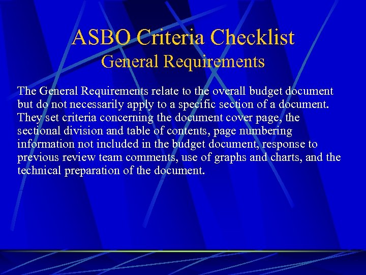 ASBO GFOA Budget Presentation and CAFR Requirements