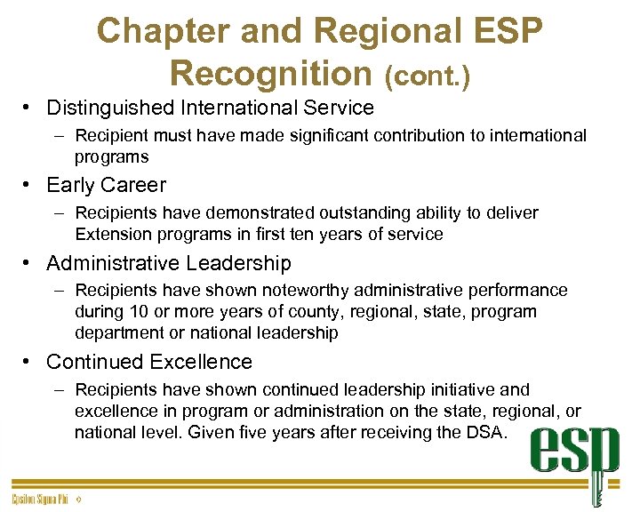 Benefits of ESP Membership Epsilon Sigma Phi The