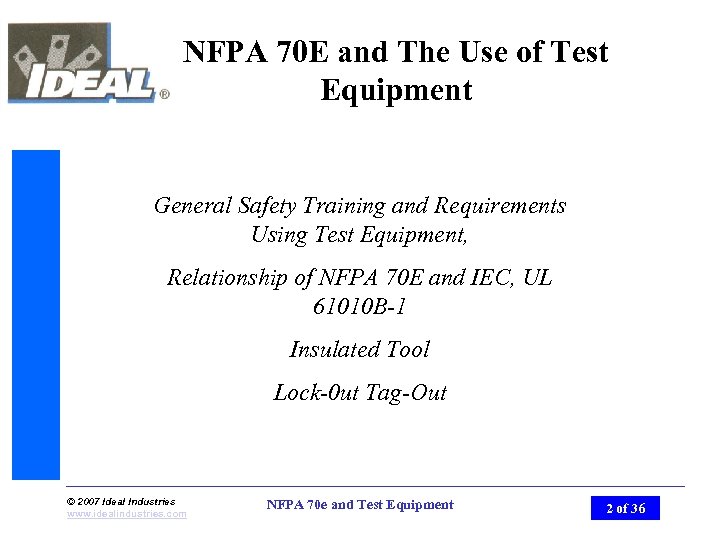NFPA 70 E and Test Equipment UL 61010