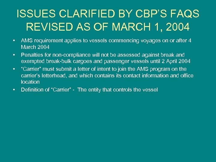 Automated Manifest System AMS C Jonathan Benner Troutman