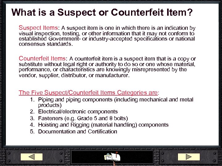 QA-SCI-3 A Welcome to Suspect Counterfeit Items Awareness Training