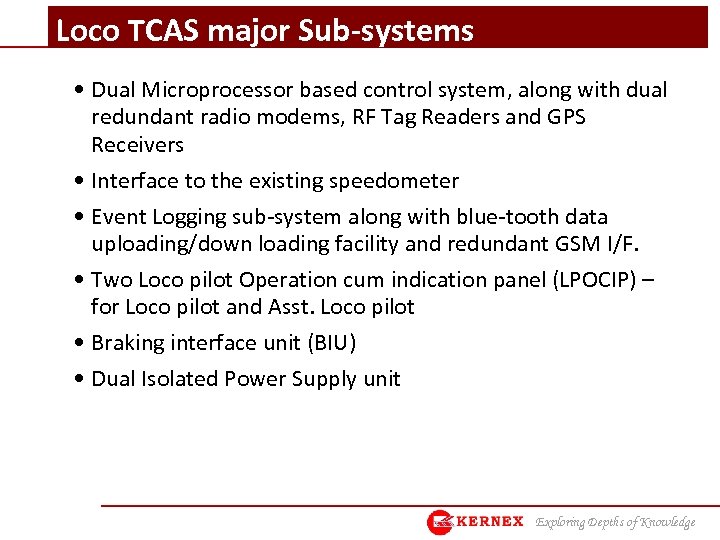 KERNEX MICROSYSTEMS A Presentation on Train Collision Avoidance
