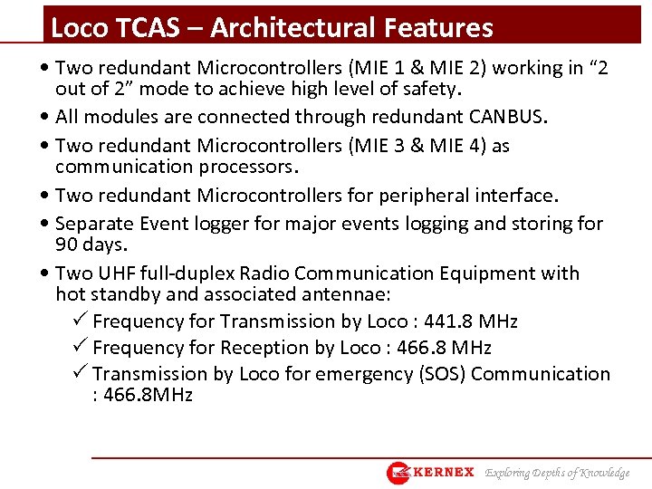 KERNEX MICROSYSTEMS A Presentation on Train Collision Avoidance
