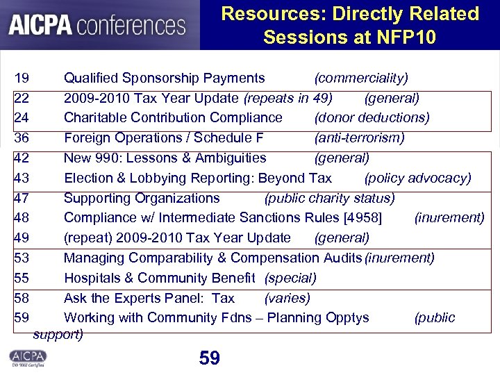 AICPA NFP 10 Session 111 Tax Exemption Core
