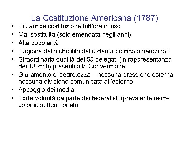 Costituzione Americana struttura — Preamble Statement of purpose