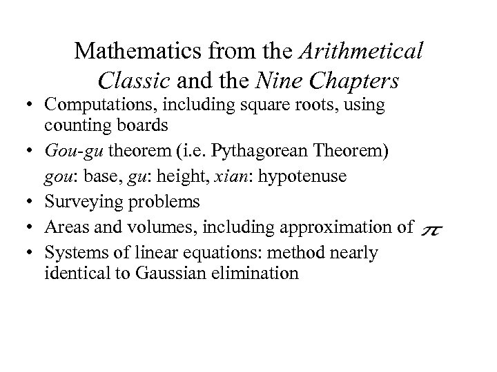 Mathematics of Medieval Asia Julie Belock Salem State