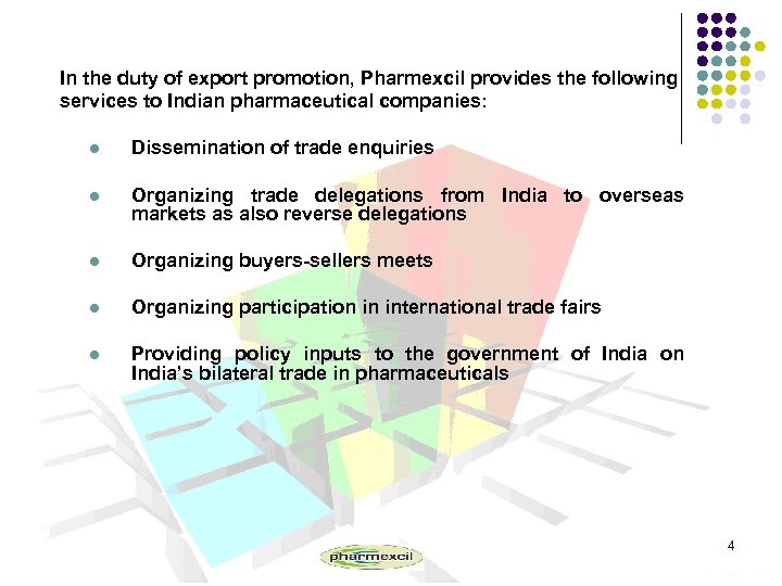 PHARMACEUTICALS EXPORT PROMOTION COUNCIL Set up by Ministry