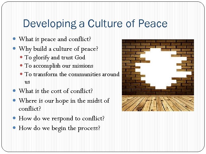Developing a Culture of Peace in Your Workplace