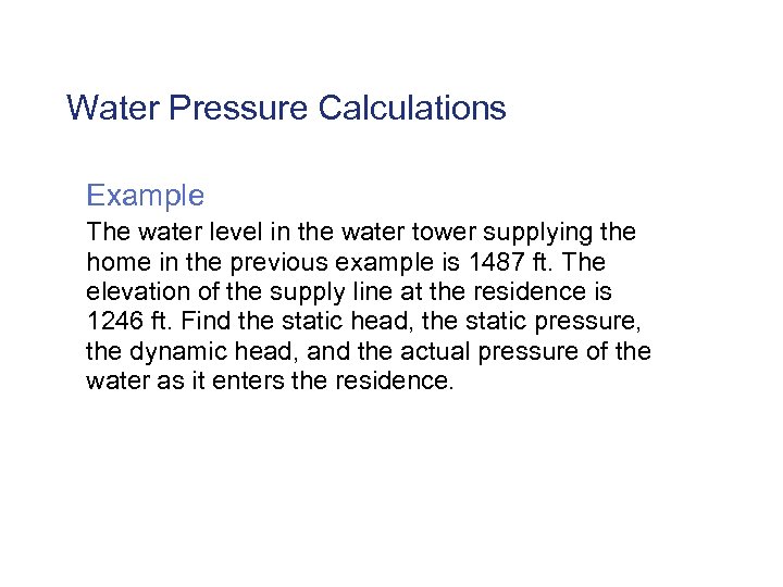 WATER SUPPLY TABLE OF CONTENTS