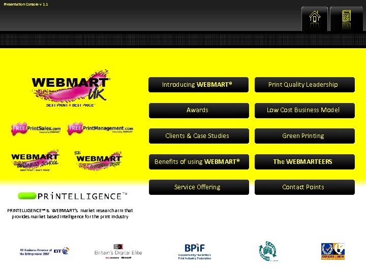 Presentation Console v 1 1 Introducing WEBMART Awards