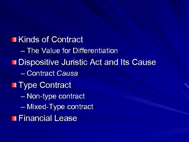 Category of contract Kinds of Contract