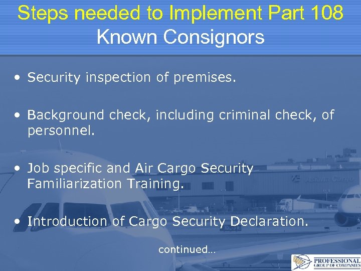 PART 108 Presentation by Denver F Wright