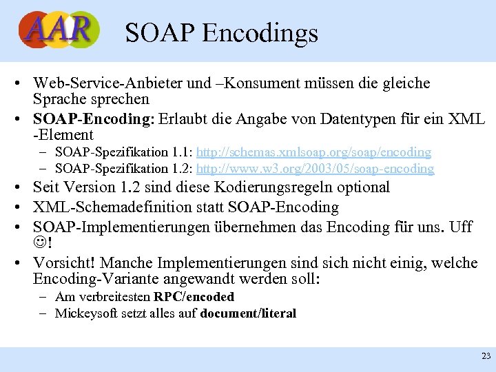 SOAP-Kurs Einführung und praktische Beispiele Franck Borel