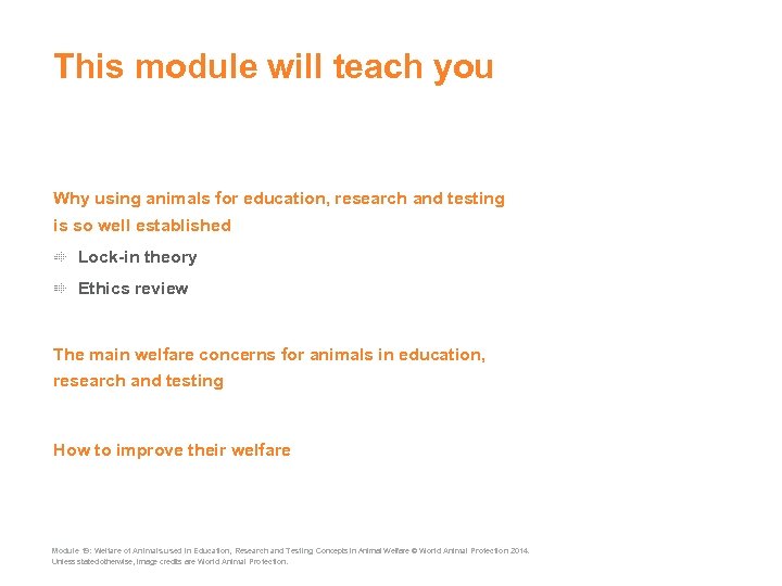 Module 19 Welfare of Animals used in Education