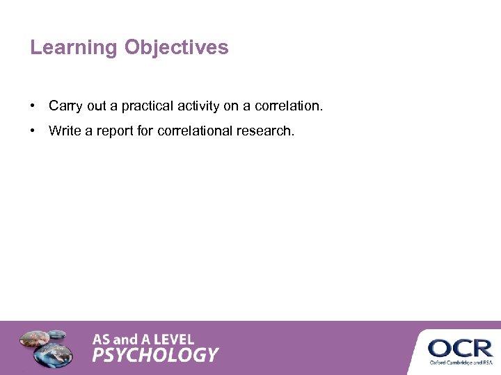 Correlations Introduction Learning Objectives Identify the