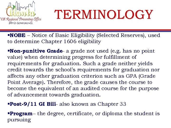 KEY TERMINOLOGY TERMINOLOGY VA SYSTEMS BDN