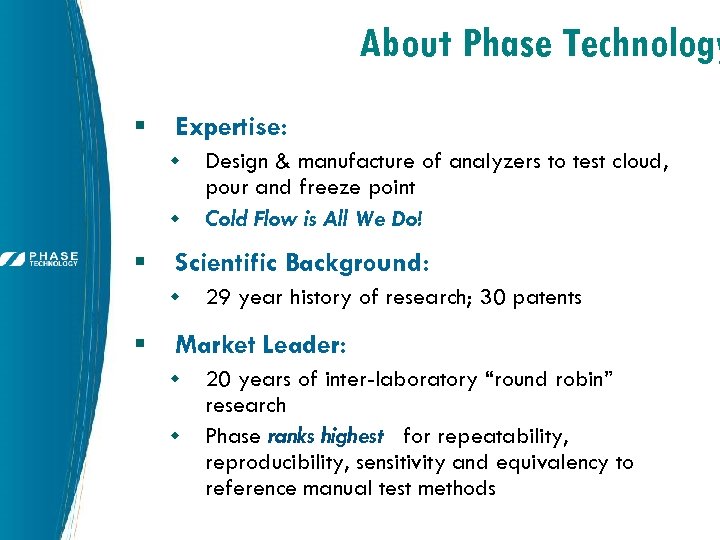 Phase Technology FPA-70 Xi Freeze Point Analyzer