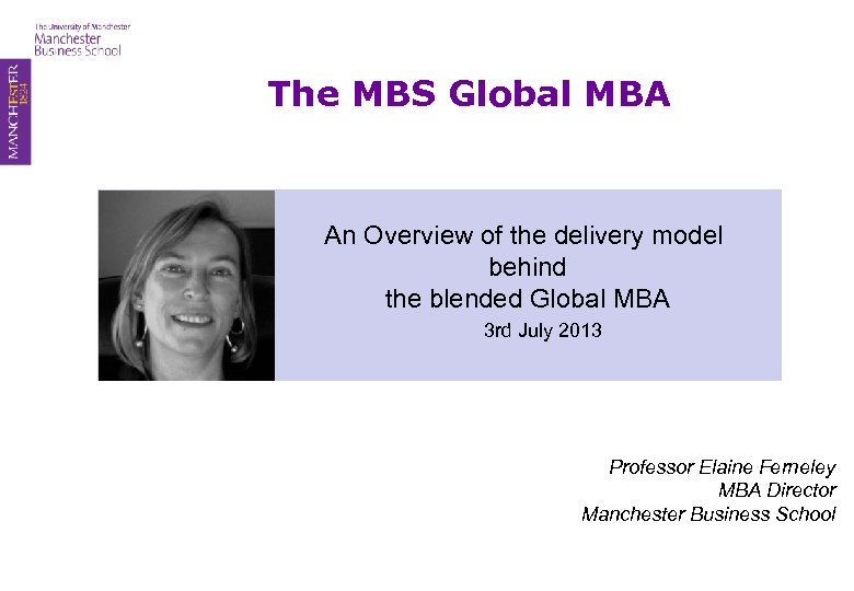 The MBS Global MBA An Overview of the